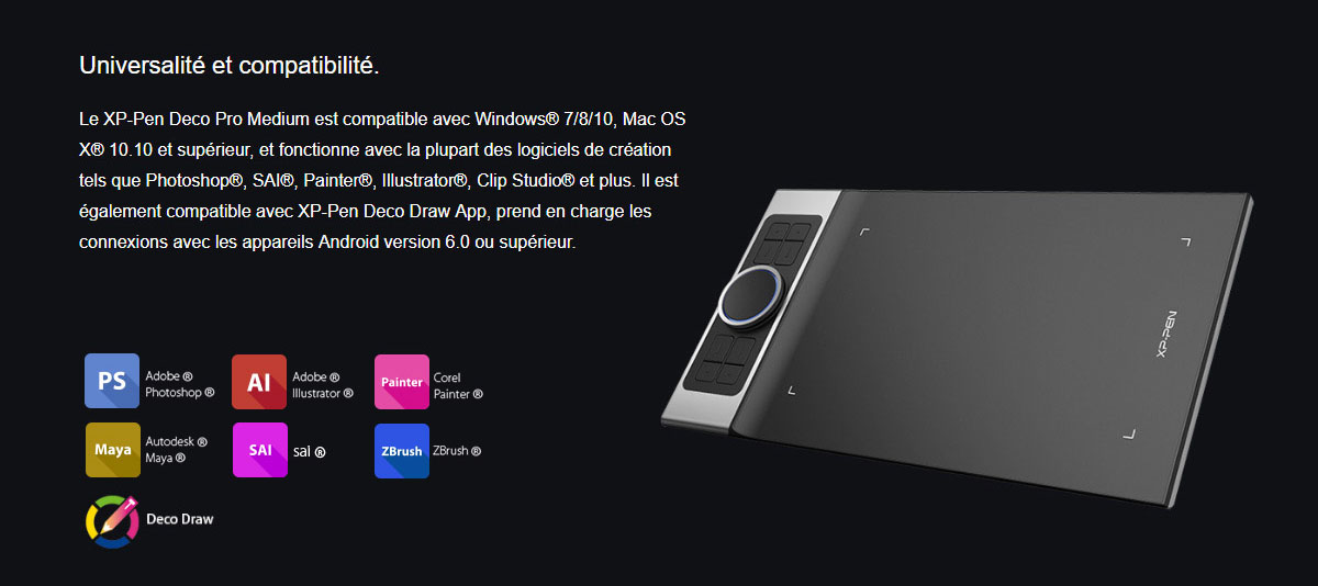 Tablette Graphique XP-PEN Deco Pro Medium Taille 11 x 6 Pouces - Stylet ...